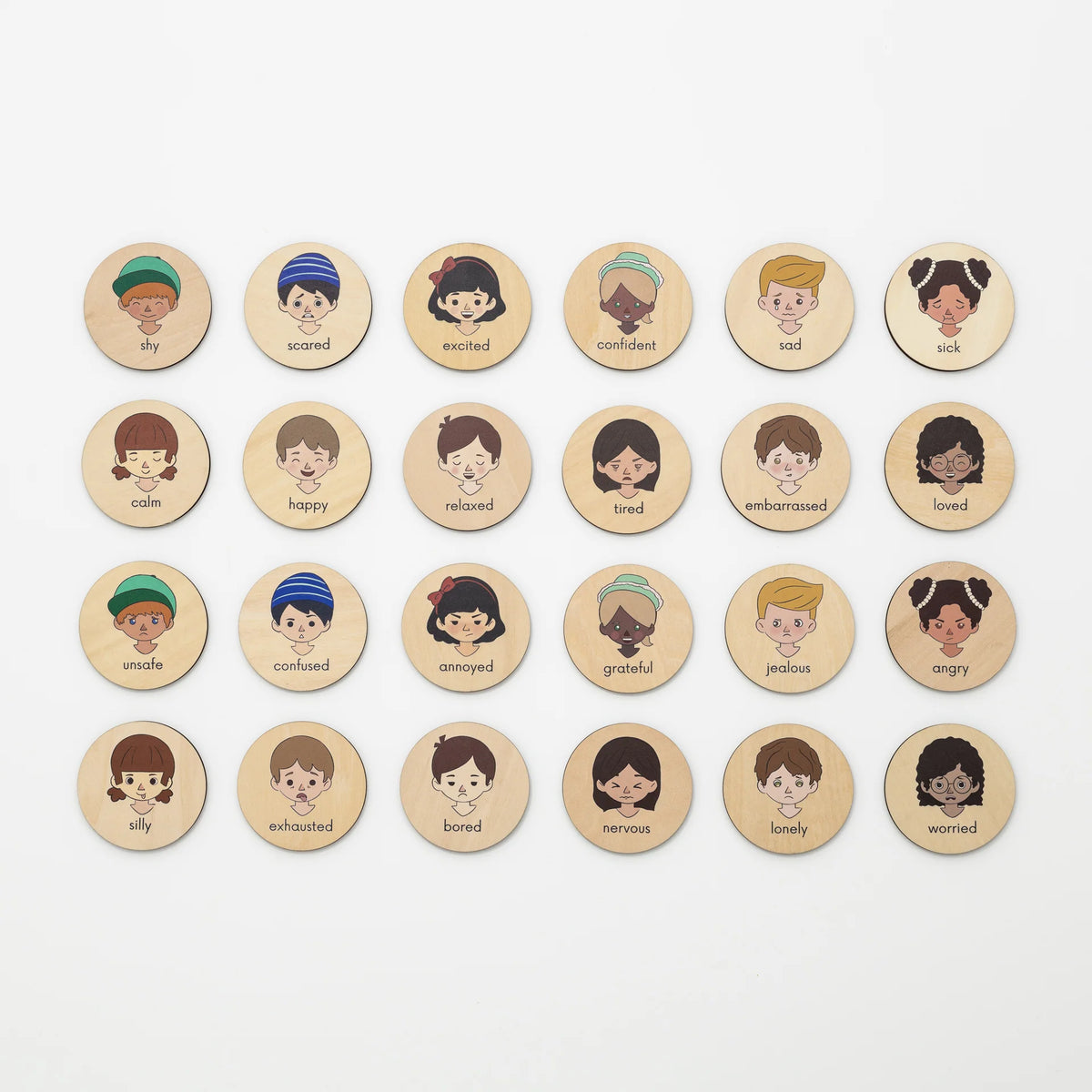 Wooden Feelings Tokens - 24| Therapy Sensory Shop